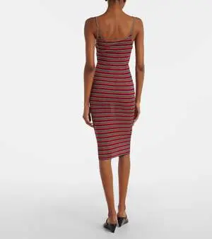 Prada Logo Ribbed-knit Cotton Midi Dress