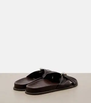 JIMMY CHOO Rafi Embellished Leather Sandals