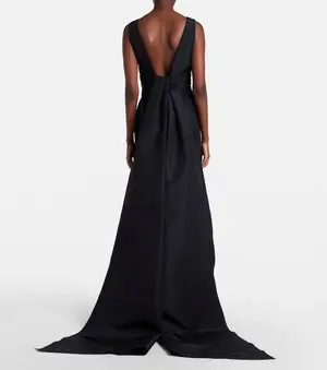 Carolina Herrera Bow-detail Satin-trimmed Faille Gown
