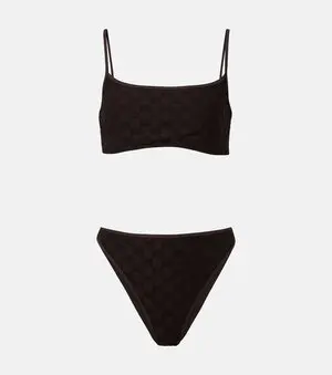Gucci Gg Terry-trimmed Bikini - Brown