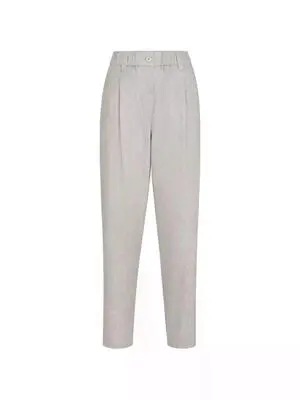 Brunello Cucinelli Wool Flannel Baggy Trousers With Monili Embellishment - Grey