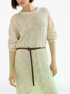 Brunello Cucinelli Abstract Leaf Knit Dress In Mohair And Wool
