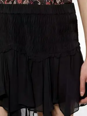 MARANT ETOILE Ruffled Smocked Chiffon Skirt - Black