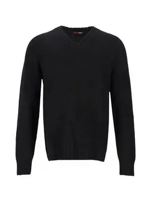 LA ROSE V-neck Knitted Sweater - Black