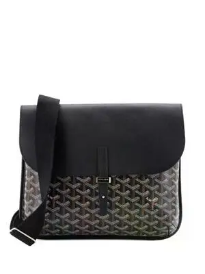 Goyard Coursier Messenger Bag In Coated Canvas And Leather - Black
