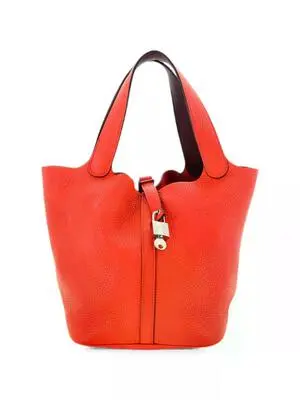 Hermès Hermès Picotin Lock Bag Clemence MM Bucket Bag Orange
