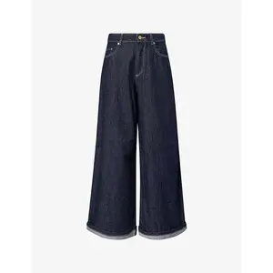 Max Mara Wide-leg Turn-up Denim Jeans - Ultramarine