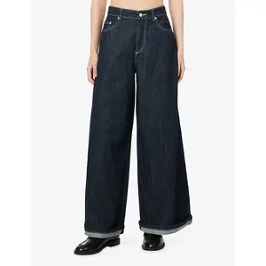 Max Mara Wide-leg Turn-up Denim Jeans