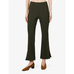 Vince Mid-rise Flared Stretch-cotton Trousers - Thyme