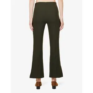 Vince Mid-rise Flared Stretch-cotton Trousers - Thyme