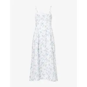 REFORMATION Pomona Floral-print Linen Midi Dress - Nostalgia