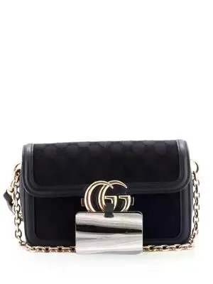 Gucci Gg Canvas Shoulder Bag - Black