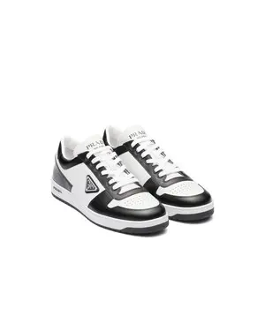 Prada Downtown Leather Sneakers - White/black