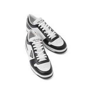 Prada Downtown Leather Sneakers - White/black