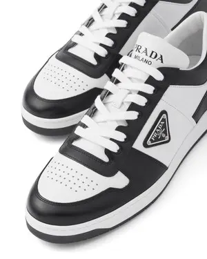 Prada Downtown Leather Sneakers - White/black