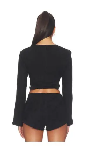 UNDERSTATED LEATHER Long Sleeve Wrap Top