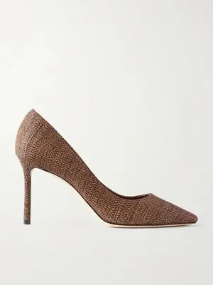 JIMMY CHOO Romy 85 Raffia Pumps - Brown