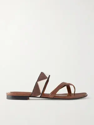 Manolo Blahnik Leather Woven Sandals - Brown