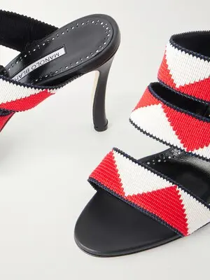 Manolo Blahnik Capro 90 Woven Heeled Sandals - Red