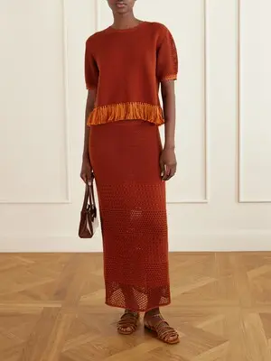 Escvdo Amada Crocheted Cotton Maxi Skirt