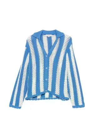 Stine Goya Striped Open-knit Cardigan - Blue