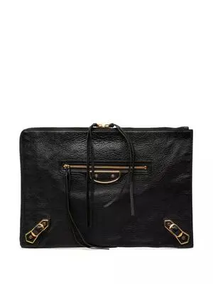 Balenciaga Metallic Edge Motocross Classic Clutch Bag - Black