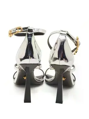 Versace Safety Pin Leather Heeled Sandals