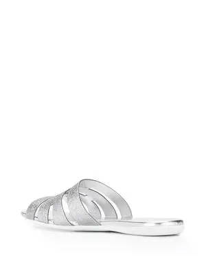 Hogan Tone Glitter Cut-out Slides - Silver