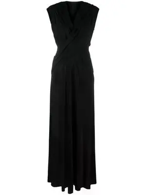 Alberta Ferretti Sleeveless V-neck Maxi Dress - Black