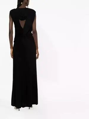 Alberta Ferretti Sleeveless V-neck Maxi Dress - Black