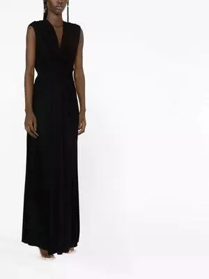 Alberta Ferretti Sleeveless V-neck Maxi Dress - Black