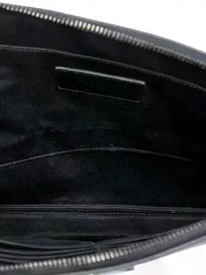 Saint Laurent Croc Embossed Leather Monogram Document Holder Clutch Bag