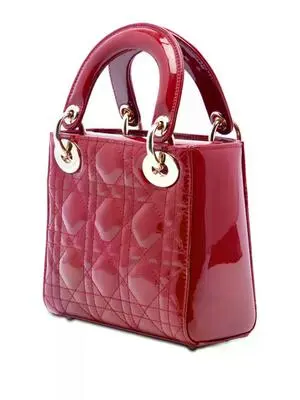 Dior Patent Cannage Lady Satchel - Red