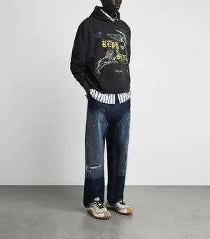 REPRESENT Cotton Graphic Hoodie - Black