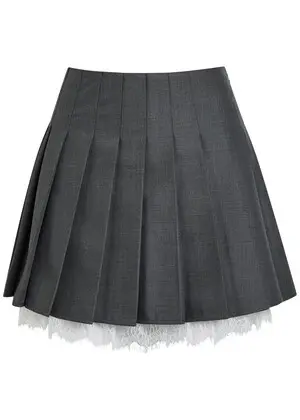 SELF-PORTRAIT Pleated Lace-trim Mini Skirt