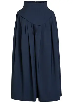 A.W.A.K.E. Mode Basque Pleated Wide-leg Wool-blend Trousers - Navy