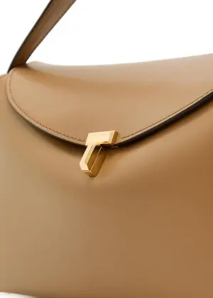 TOTEME T-lock Leather Top Handle Bag - Camel