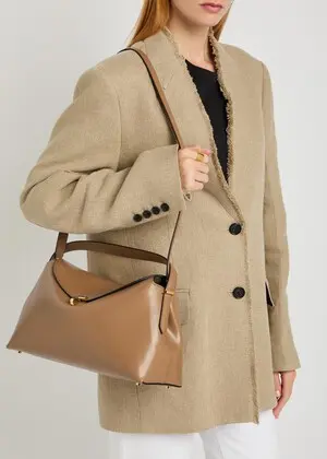 TOTEME T-lock Leather Top Handle Bag - Camel
