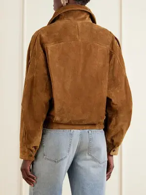 Saint Laurent Paneled Suede Bomber Jacket