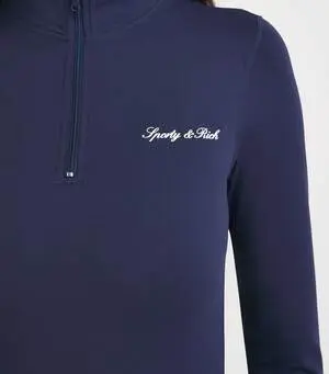 SPORTY & RICH Signature Logo Quarter-zip Jacket - Navy