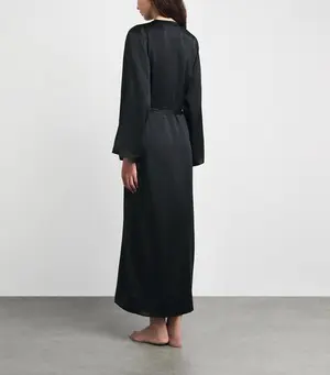 MARJOLAINE Silk Longline Tracy Robe - Black
