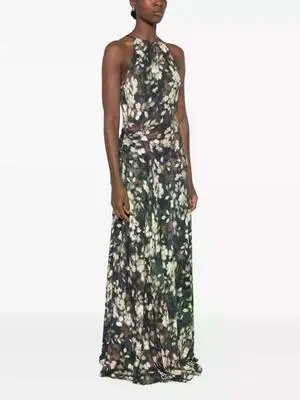 Simkhai Floral Print Ruched Maxi Dress