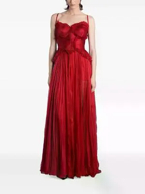 IRIS SERBAN Ruffled Pleated Maxi Dress