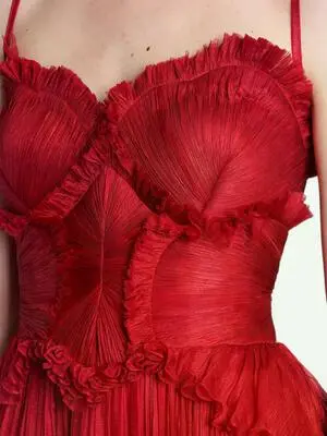 IRIS SERBAN Ruffled Pleated Maxi Dress