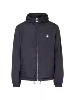Iceberg Logo Print Hooded Zip Jacket - Black