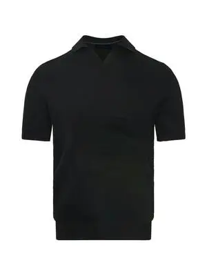 PYA Bubble-knit Johnny-collar T-shirt - Black