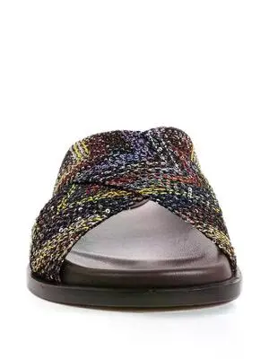 Missoni Zigzag-knit Cross-strap Flat Sandals - Brown