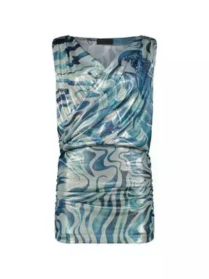 Alberta Ferretti Abstract Print V-neck Mini Dress - Silver