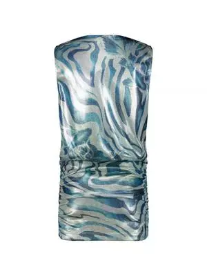Alberta Ferretti Abstract Print V-neck Mini Dress - Silver