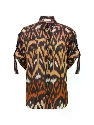 Zimmermann Aster Ikat-print Silk Shirt - Black